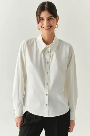 EXQUISE Kamari Raglan Sleeve Shirt - Bone