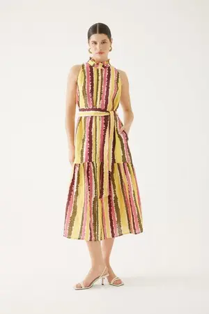 EXQUISE Color Block Modern Dress