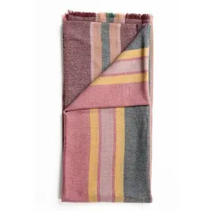 STUDIO VARIOUSLY Barque Modern Artisan Striped Soft Merino Handwoven Scarf - Clay