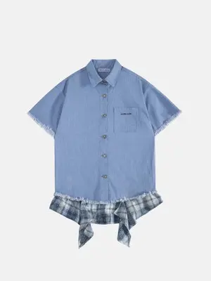 AELFRIC EDEN Denim Layered Short Sleeve Shirt