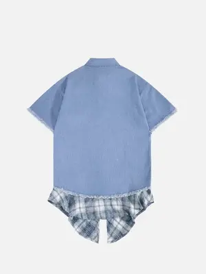 AELFRIC EDEN Denim Layered Short Sleeve Shirt