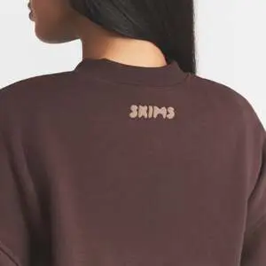 SKIMS Bomber Jacket With Embossed Logo | Deep Neutral | | Cotton Fleece