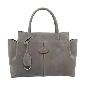 TOD'S Small Suede Shopping Bag - Gray