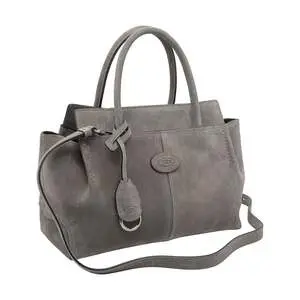 TOD'S Small Suede Shopping Bag - Gray