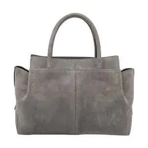 TOD'S Small Suede Shopping Bag - Gray