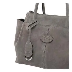 TOD'S Small Suede Shopping Bag - Gray