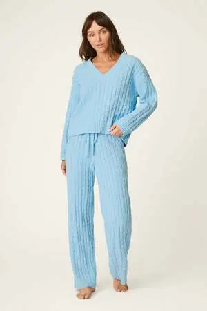 PJ Salvage Cozy Chenille Cable Knit V-neck Lounge Pajama Set
