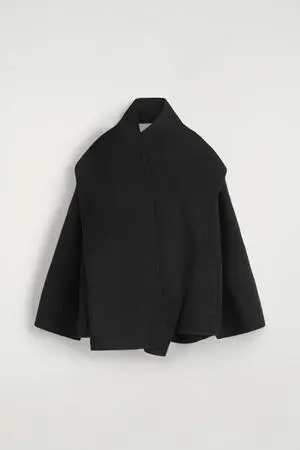 Cos Double-faced Wool-blend Scarf Jacket - Black