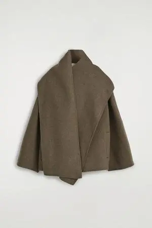 Cos Double-faced Wool-blend Scarf Jacket - Brown