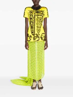 Dries Van Noten Long Silk Skirt With A Decorative Pattern