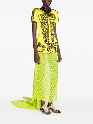 Dries Van Noten Long Silk Skirt With A Decorative Pattern