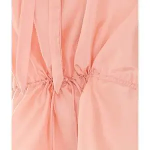 Chloé Short-sleeve Ruffle Top In Washed Silk Habotai & Lace - Pink