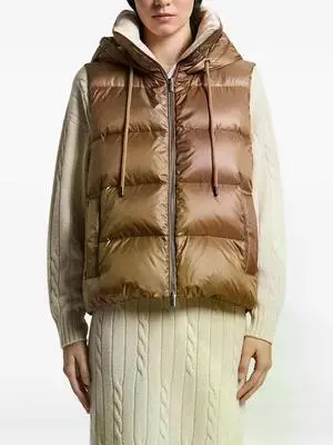Peserico Quilted Hooded Gilet - Brown