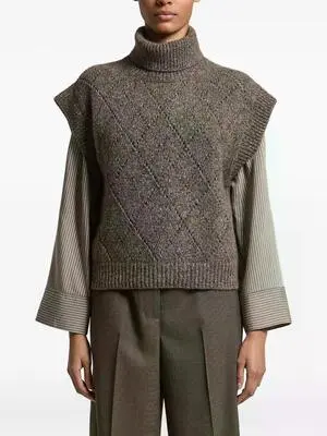 Peserico Sequin-embellished Argyle Sweater - Brown