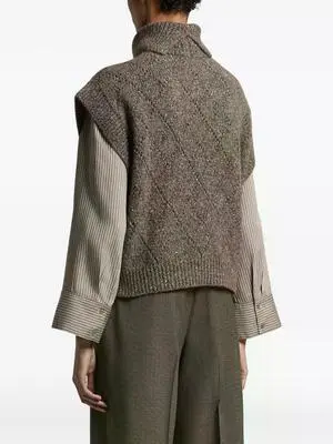 Peserico Sequin-embellished Argyle Sweater