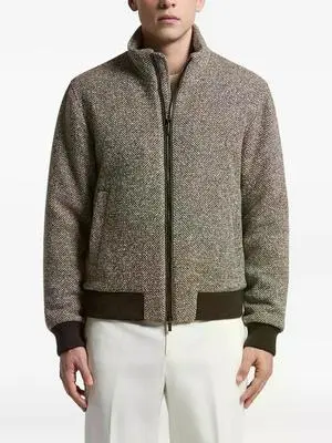 Peserico Herringbone-pattern Bomber Jacket - Brown