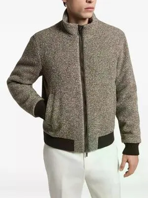 Peserico Herringbone-pattern Bomber Jacket