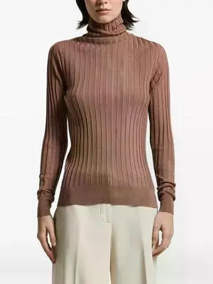 Peserico Ribbed Roll-neck Sweater - Brown