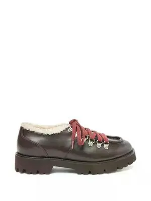 Peserico Shearling-trim Lug-sole Lace-up Shoes - Brown