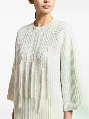 Peserico Fringe-detail Ribbed-knit Sweater
