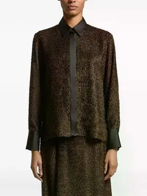 Peserico Textured-finish Long-sleeve Shirt - Brown