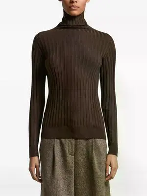 Peserico Ribbed-knit Roll-neck Sweater - Brown