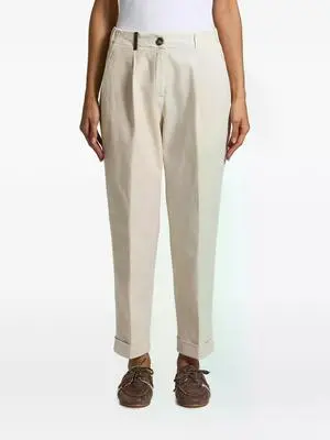 Peserico Pleated Turn-up Trousers - Neutrals