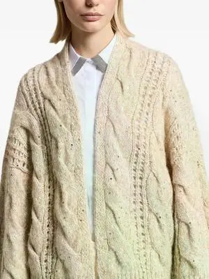 Peserico Sequin-embellished Cable-knit Cardigan - Neutrals