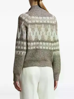 Peserico Geometric-pattern Zip-up Cardigan