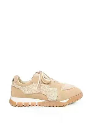 Peserico Shearling-panel Suede Sneakers - Neutrals