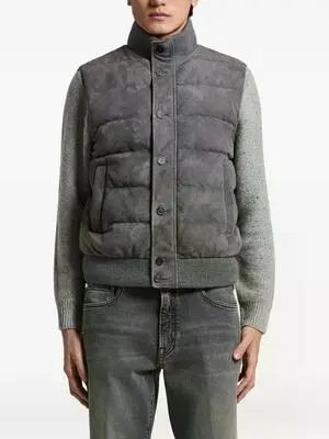 Peserico Quilted Panel-knit Jacket - Grey