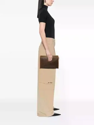 Celine 20th Century Macadam Coated Canvas Clutch Bag - Brown
