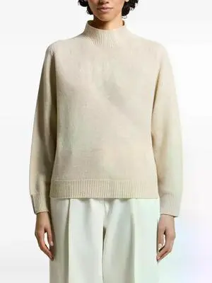 Peserico Zip-cuff High-neck Sweater - Neutrals
