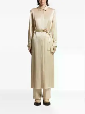 Peserico Belted Satin-finish Shirt Maxi Dress - Neutrals