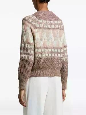 Peserico Fair Isle-knit Raglan-sleeve Sweater