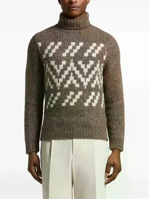 Peserico Geometric-pattern Roll-neck Sweater - Brown