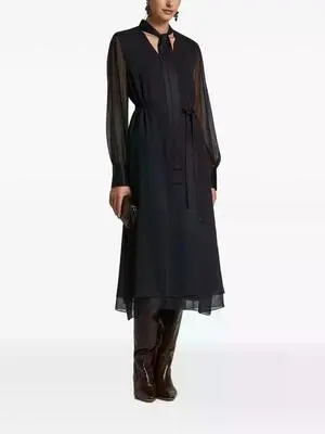 Peserico Tie-neck Belted Midi Dress
