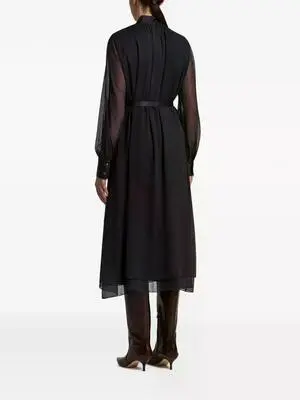 Peserico Tie-neck Belted Midi Dress