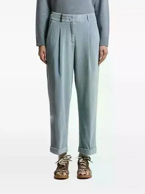 Peserico Pleated Corduroy Trousers - Blue