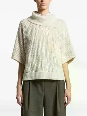 Peserico Waffle-knit Funnel-neck Sweater - Neutrals