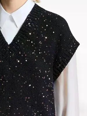 Peserico Sequin-embellished V-neck Sweater