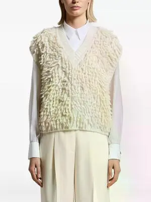 Peserico Fringe-detail V-neck Vest - Neutrals