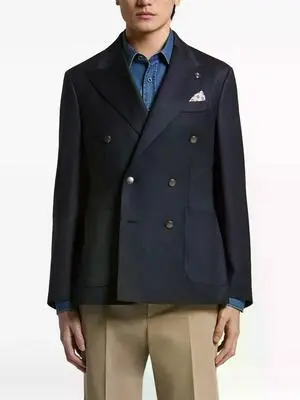 Peserico Double-breasted Peak-lapel Jacket - Blue