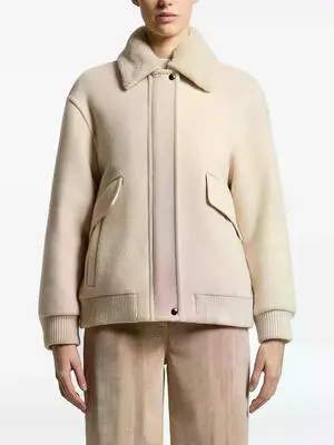Peserico Shearling-collar Bomber Jacket - Neutrals