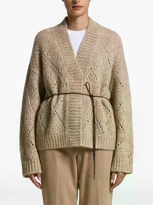 Peserico Pointelle-knit Belted Cardigan - Neutrals
