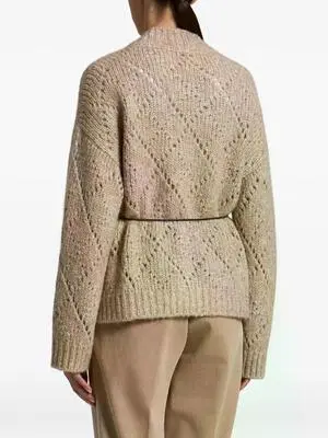 Peserico Pointelle-knit Belted Cardigan