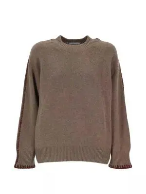 OLIVER LATTUGHI Blanket-stitched Raglan-sleeve Sweater - Brown