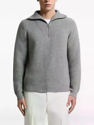 Peserico Ribbed-knit Half-zip Sweater - Grey