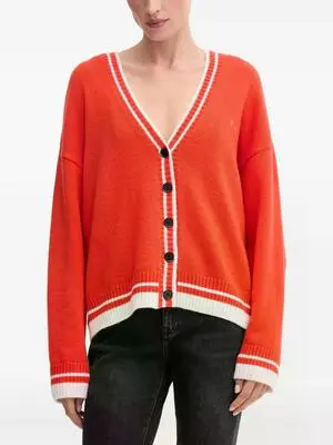 MSGM Striped V-neck Cardigan - Red