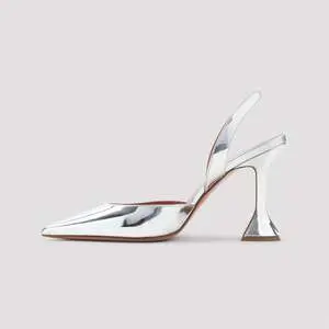 Amina Muaddi Holli Mirror 95 Slingback - Silver